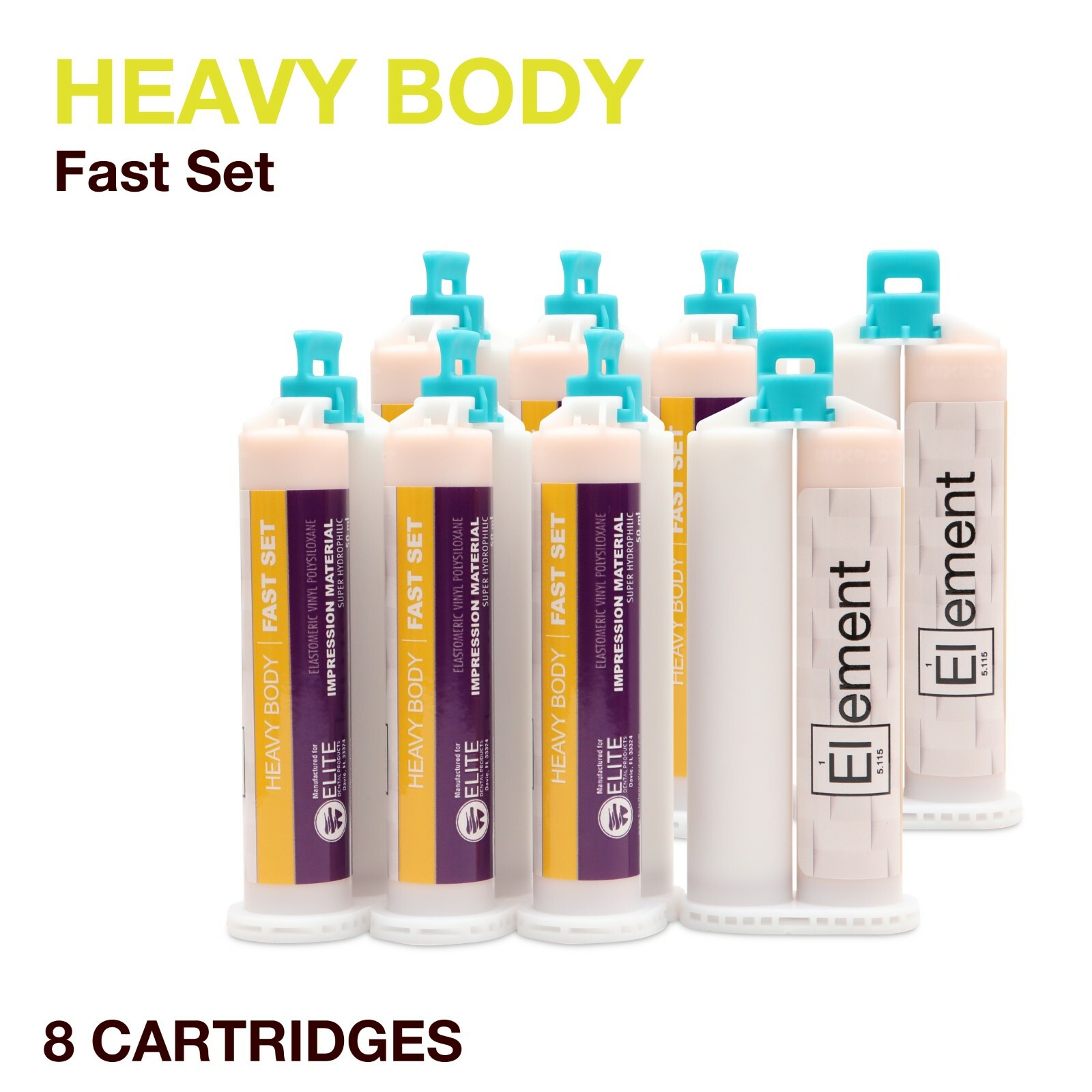 Element HEAVY BODY VPS PVS Impression Material FAST Set 8 X 50ML Dental ...