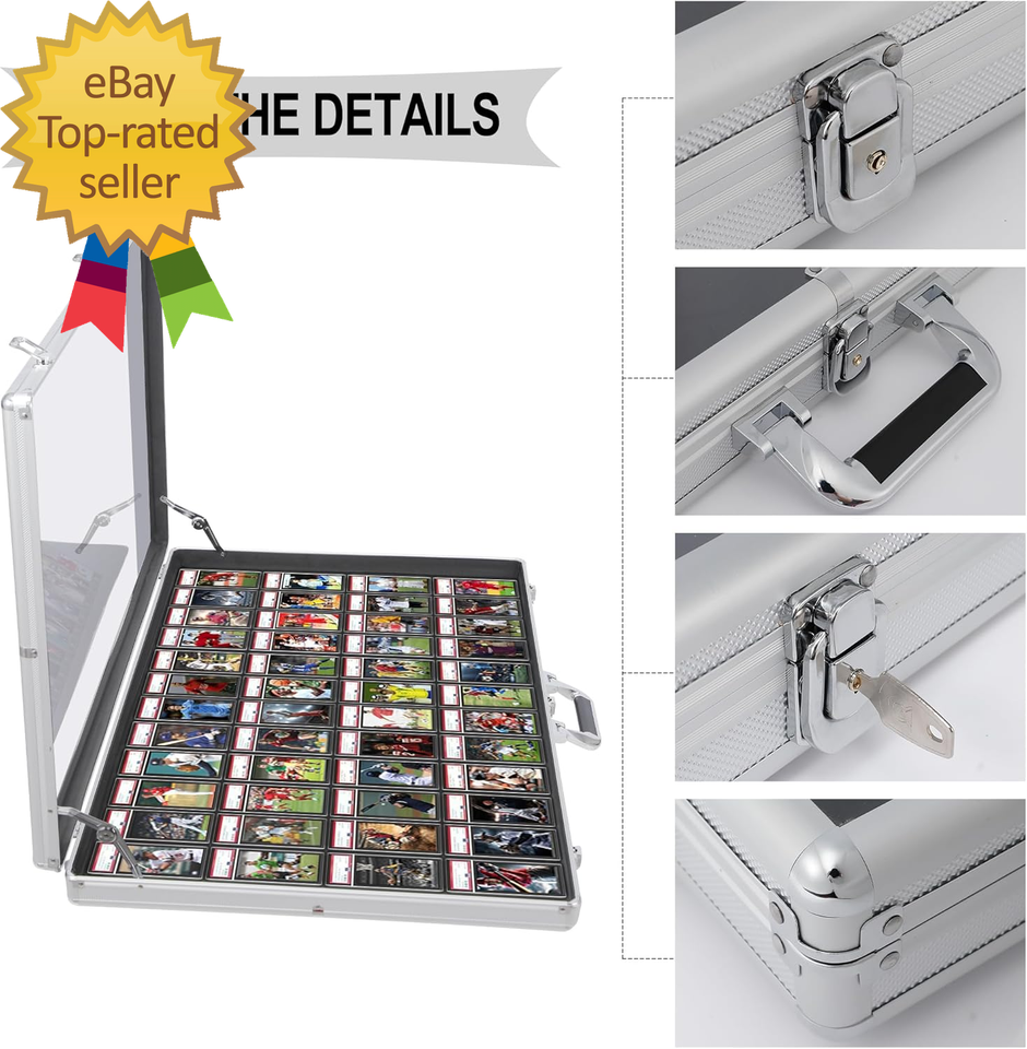 Aluminum Glass Display Case for Cards, XL Large Table Top Display Case ...