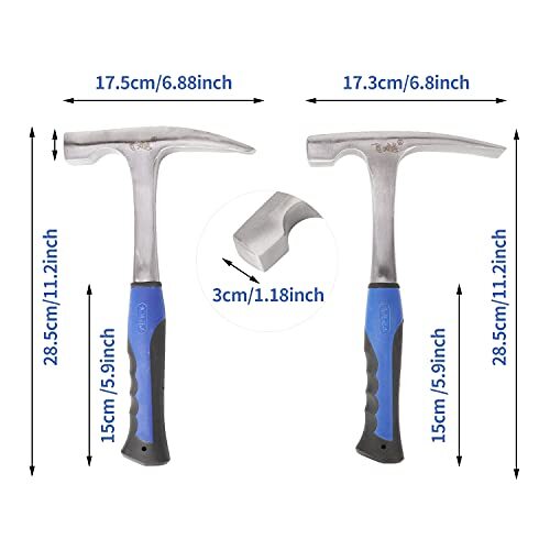 2 Pack Rock Pick Hammer, 30 oz Brick Hammer, Masonry Hammer, All Steel ...