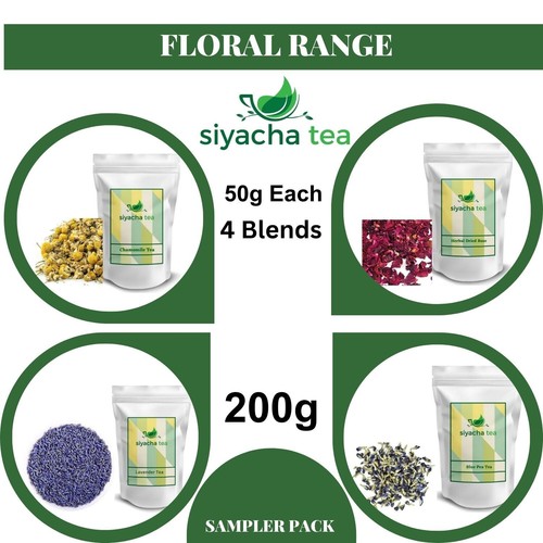 Decaf Floral Tea Assortment Sampler Trial Pack of 4 Blend 50g Each 200g ...
