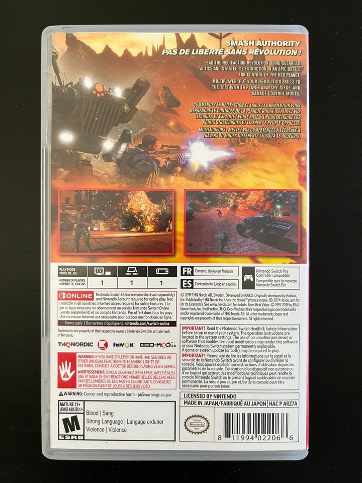 Red Faction: Guerrilla- Remarstered Ed. (Nintendo Switch) | eBay