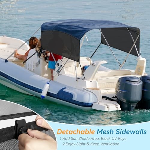 Detachable Clip in Bimini Top Mesh Sidewalls, Boat Sun Shade Universal ...