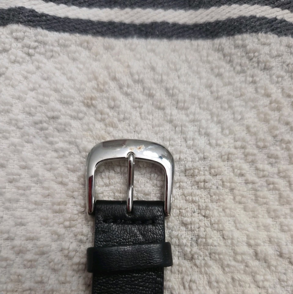 Guess Tank Watch Womens 22mm Silver Tone Black Leather Cuff G85539L New ...