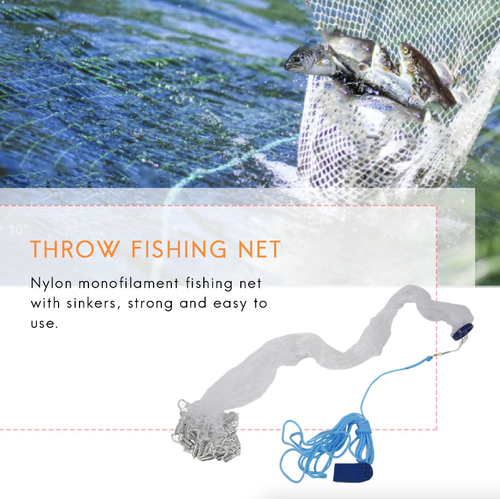 2.4M-8FT Fishing Cast Net Bait Easy Throw Hand Cast Strong Nylon Mesh ...