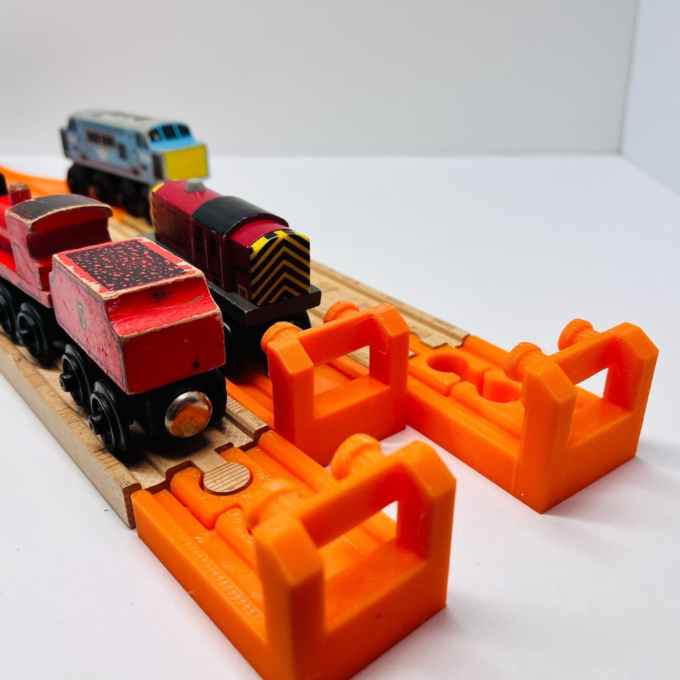 Wooden Railway 3 Way Split Train Track Switch & Buffer Set | eBay