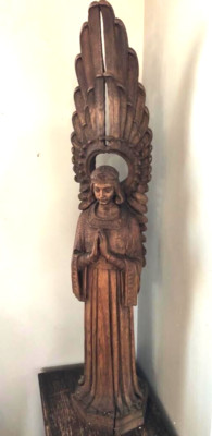Catholic Church Oak Wood Carved Standing Adoring Angels 46" Tall | eBay