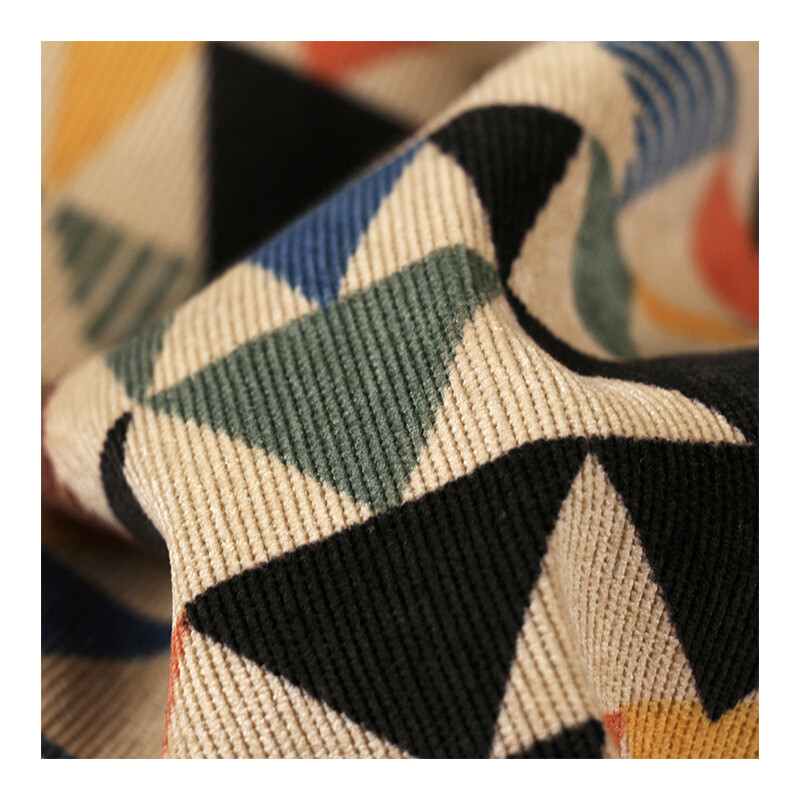 Geometric Triangles Print Corduroy Fabric Cloth Dress Clothes Sewing ...