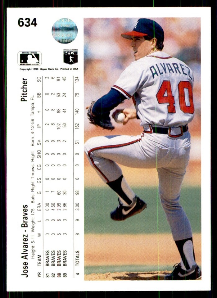 1990 Upper Deck Jose Alvarez Baseball Cards #634 | eBay