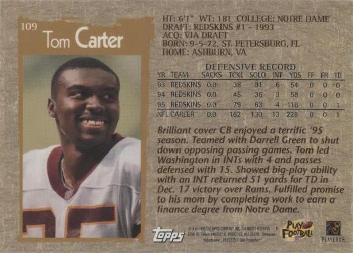 1996 Topps Chrome Tom Carter #109 for sale | eBay