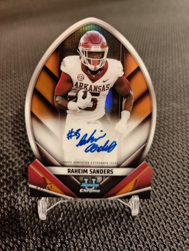 Raheim Sanders Future Football Auto Orange /25 2023 Bowman Chrome U ...