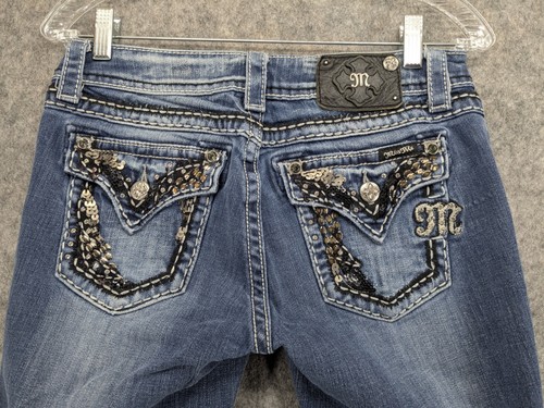 Miss Me Jeans Womens 27 Bootcut Sequins Embellished Pockets Distressed ...