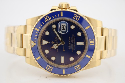 Rolex Submariner Date Blue Dial 18k Yellow Gold 40mm Watch 116618LB | eBay