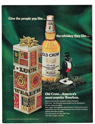 Old Crow Print Ad Whisky Bourbon Advertising Vintage 1960s Distillery ...