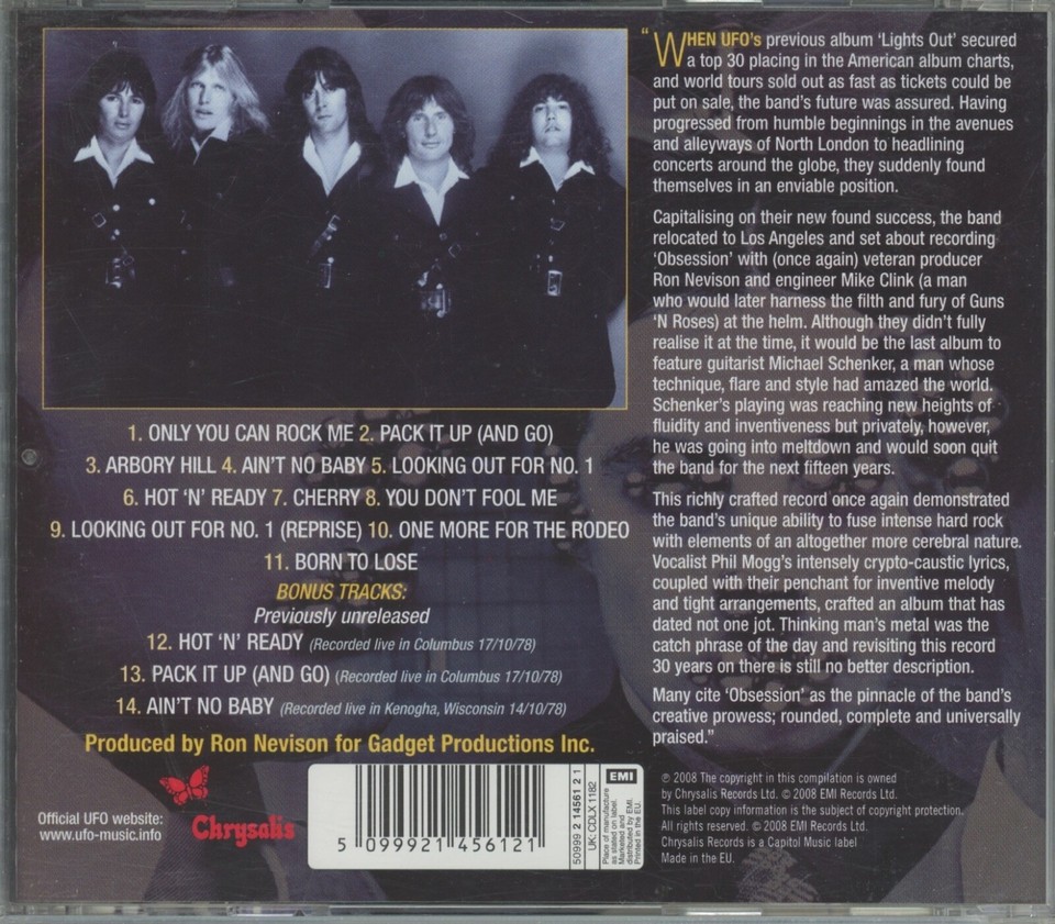 Obsession by UFO (CD, 2008, Chrysalis) - import - remastered | eBay