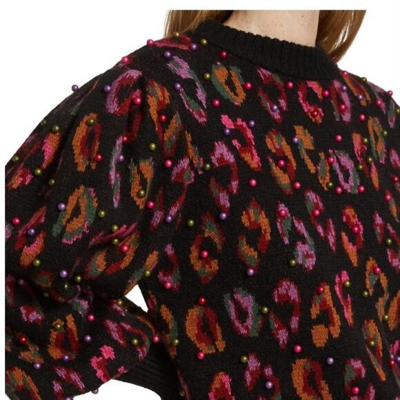 Farm Rio Women’s Beaded Leopard Pattern Sweater - Size Small | eBay