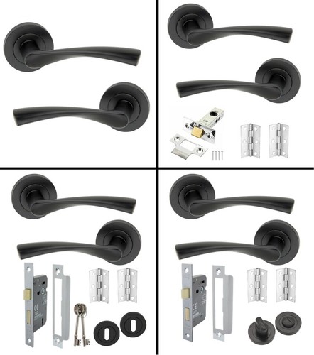 Twist Lever Internal Door Handles Sets Latch Lock Bathroom Door Pack ...