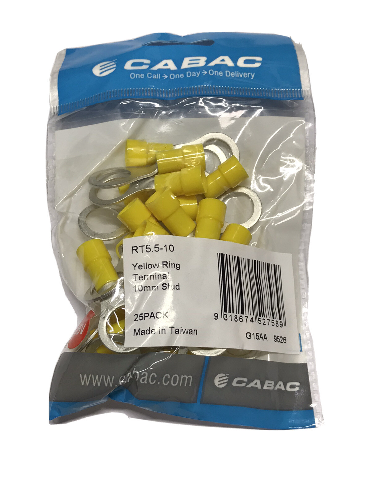 25 x Cabac Yellow Ring Terminal RT5.5-10 Eye Crimp Lug 10mm Stud | eBay