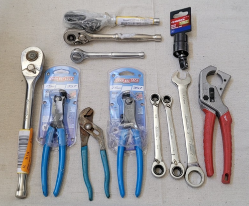 Mixed USED Broken Tool Lot Husky Milwaukee Channel Lock Pliers Ratchets ...