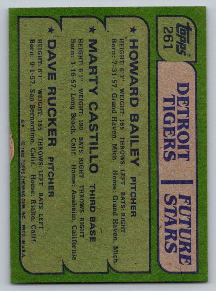 1982 Topps Baseball EX-NM Howard Bailey Marty Castillo Dave Rucker FS ...