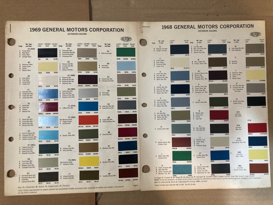 LOT 25 -1966-1985 DUPONT PAINT CHIPS GM GENERAL MOTORS COLORS INTERIOR ...