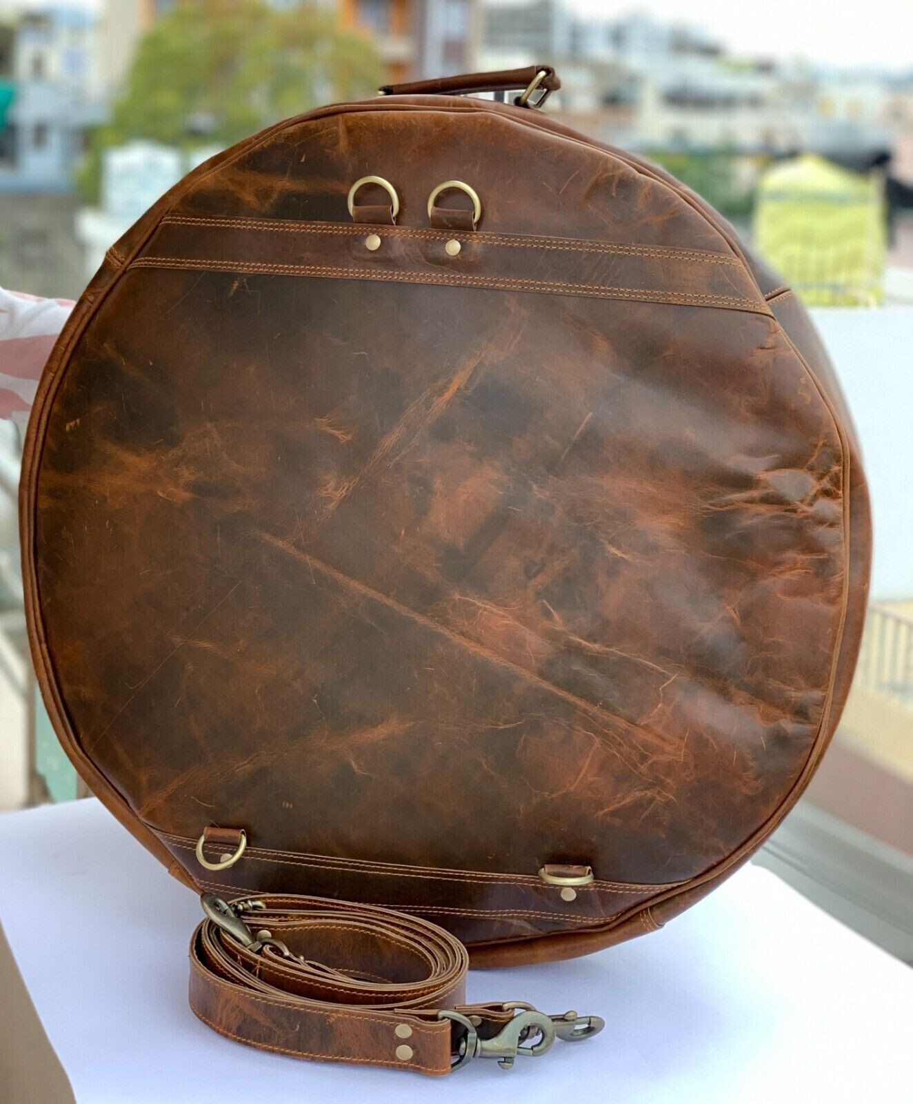 Cymbal Bag Backpack Buffalo Leather Case Padded Dividers Cymbal ...