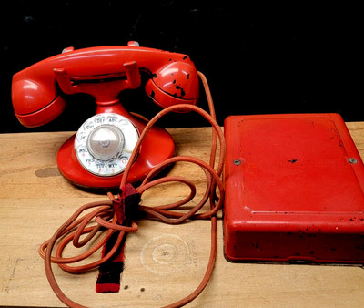 VINTAGE 1930'S STYLE RED DESK PHONE AND BELL BOX | eBay