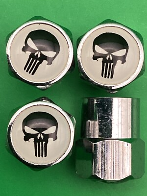 4 Pcs Set Wheel Air Valve Caps Cover With Scull Air Caps Colour White ...