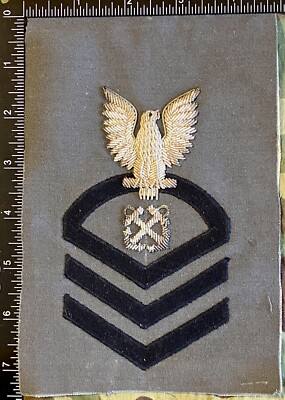 WWII Navy Gray Bullion Rate Boatswain’s Mate Chief Petty Officer Patch ...