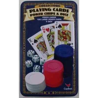 Cardinal Collectors Playing Cards 100 Large Poker Chips & 5 Dice game ...