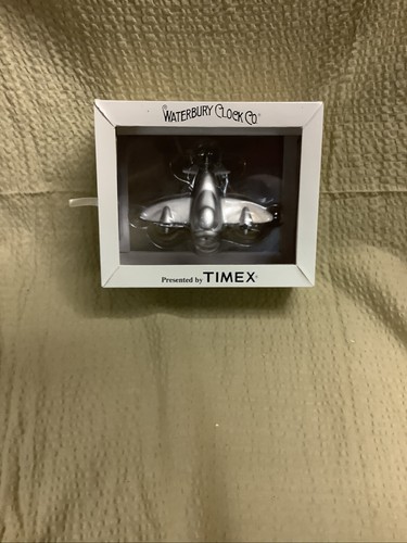 Waterbury Clock Company Airplane Desk Clock Pewter Timex Japan Movement ...