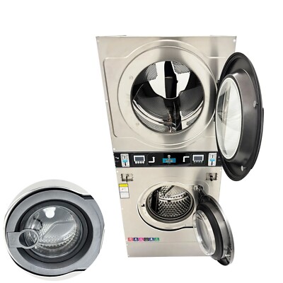Commercial Coin-Operated Stacked Washer Dryer Combo 12kg Laundry ...