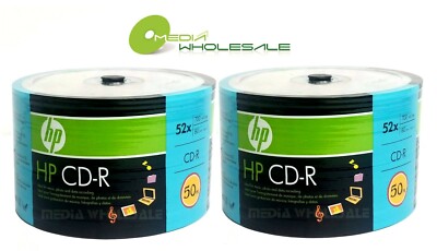 100 HP 52X CD-R CDR ECO Logo Top Blank 700MB Recordable Discs 2x50pk ...