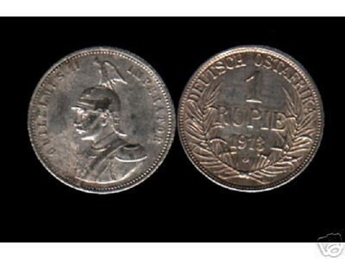 GERMAN EAST AFRICA 1 RUPEE 1911J or 1913J x 1 KING WILHELM SILVER ...