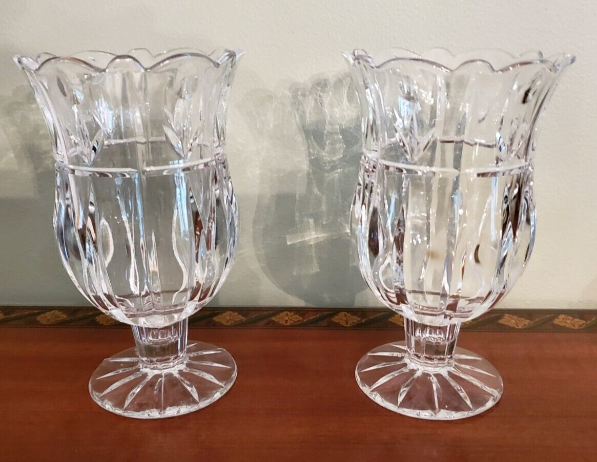 BLOCK HEAVY CUT CRYSTAL VINTAGE TULIP VASES- SET OF (2) | eBay