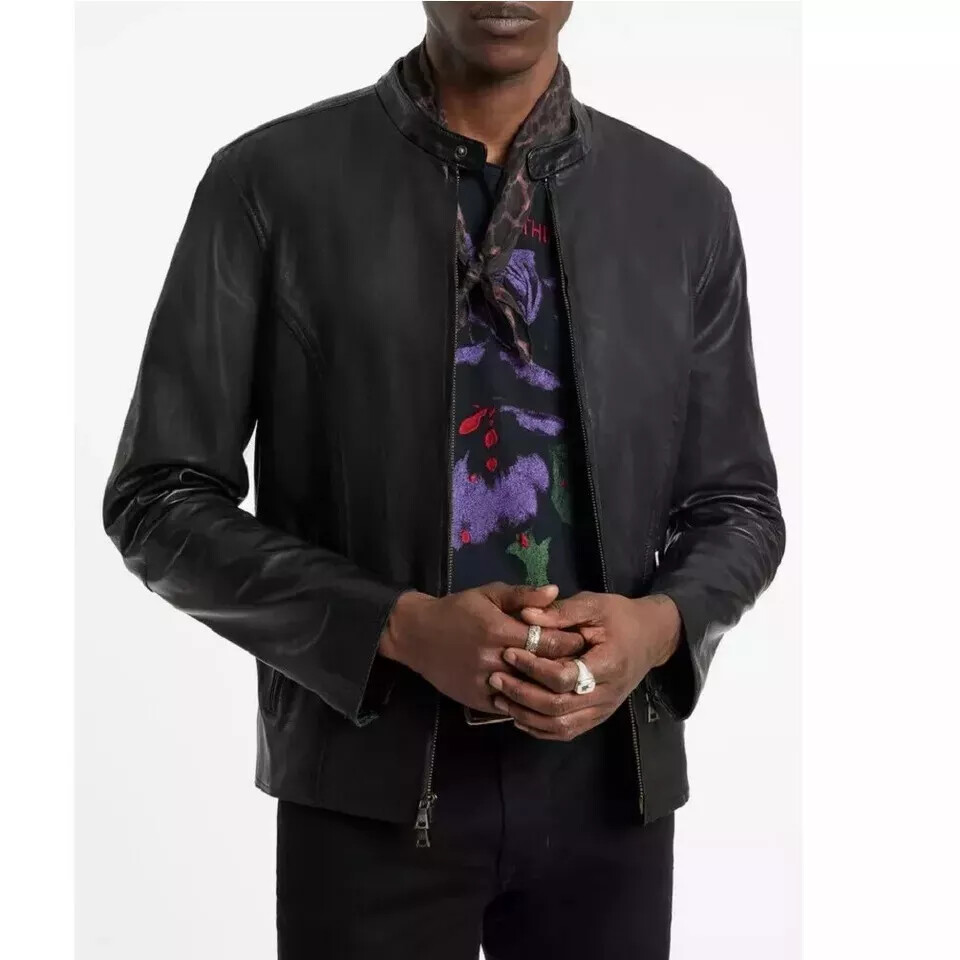 john varvatos Collection Men's Baxter Moto Zip Jacket Waxed Sheep ...