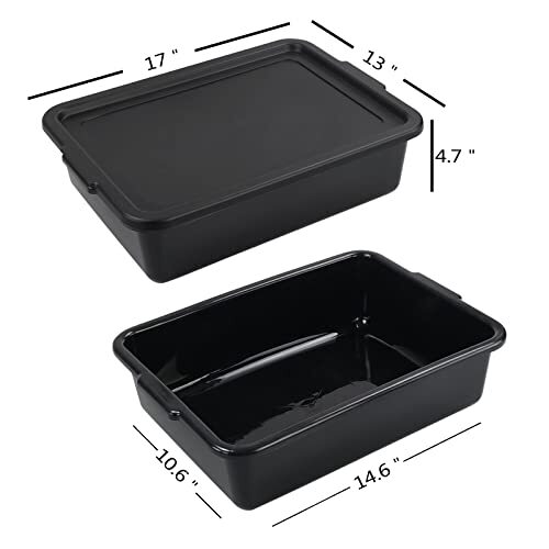 Pack Of 3 Food Service Bus/utility Tote Box With Lid Plastic Restaurant ...