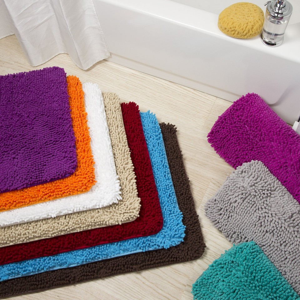 2 Piece Memory Foam Shag Bath Mat Set - Burgundy 196220452733| eBay