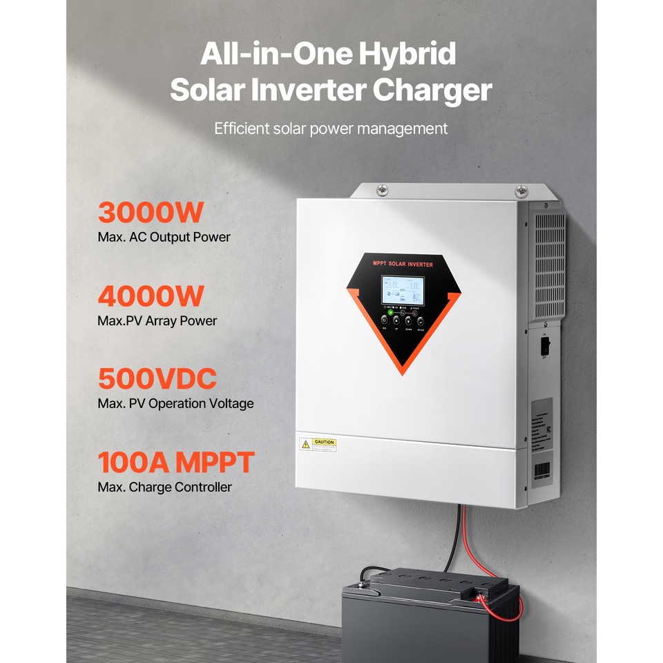 Hybrid Solar Inverter Charger 3000W 110/120V with Built-in 100A MPPT Controller | eBay