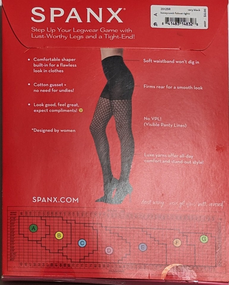 Spanx Tight End Honeycomb Fishnet Patterned Shaping Tights Very Black ...