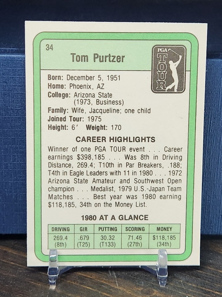 1981 Donruss Golf PGA Tour #34 Tom Purtzer RC | eBay