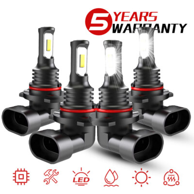 9006+9005 10000K LED Focos Para Auto Carro Luz De Coche Faros Faro ...