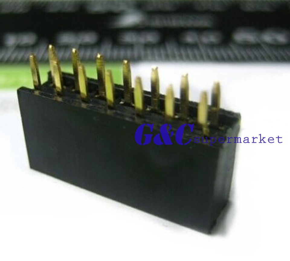 5PCS 2X7 Pin 14P 2.54mm Double Row Female Straight Header Pin Strip J3 ...