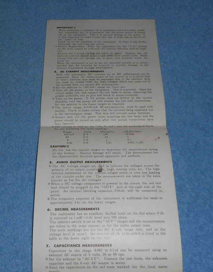 Vintage Micronta Multitester Instructions Only Schematic Diagram | eBay