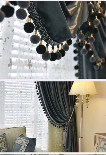 European luxury velvet thick dark grey solid cloth curtain valance sheer E789 | eBay