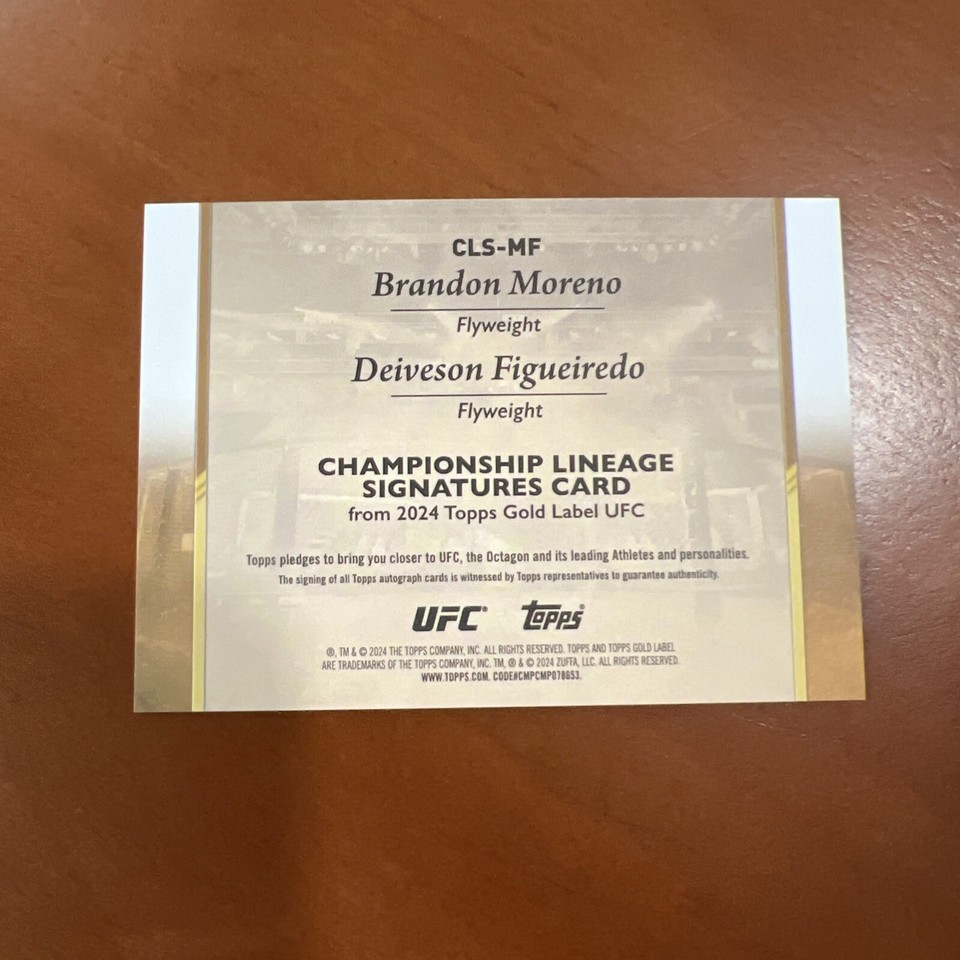 2024 Topps Gold Label UFC Moreno & Figueiredo Championship Lineage Dual ...