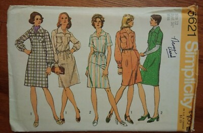 Vtg Simplicity Sewing Pattern 5621 Miss Chemise Dress Size 12, Bust 34 ...