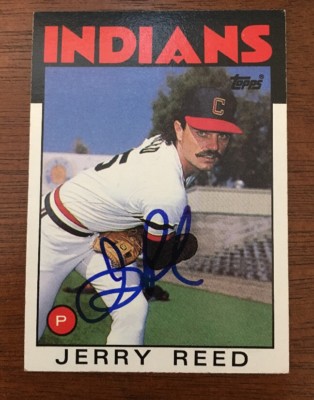 JERRY REED 1986 TOPPS AUTOGRAPHED SIGNED AUTO BASEBALL CARD INDIANS 172 ...