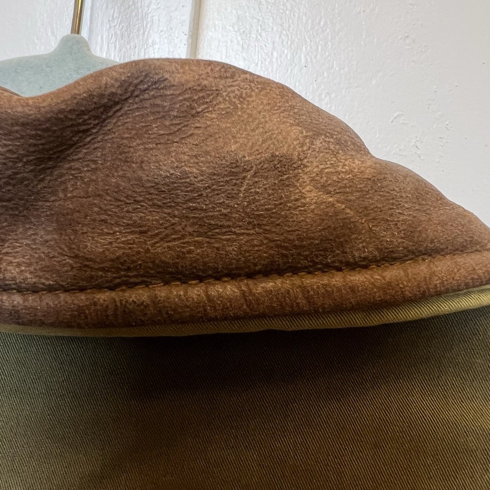 VTG Woolrich Mens Bomber Jacket Thermore Green Brown Leather Collar ...