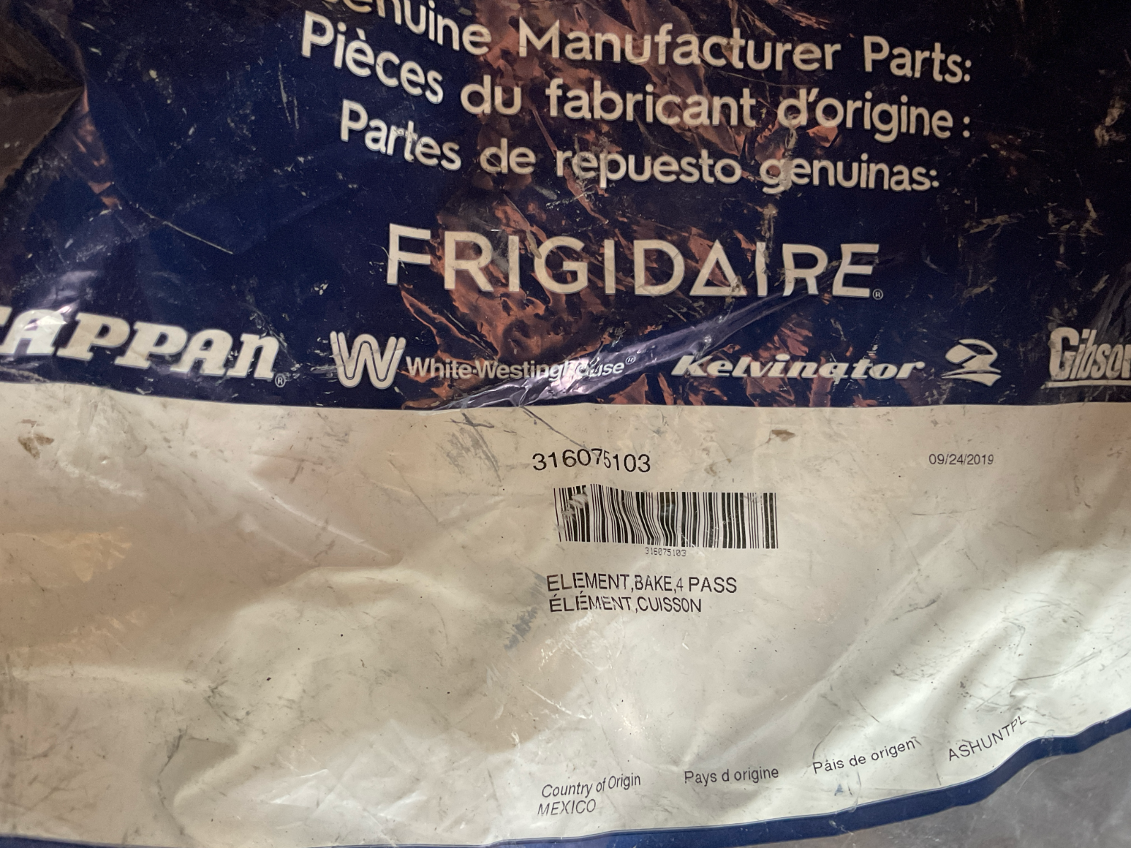 Genuine OEM Frigidaire 316075103 Range Oven Electrical Bake Element ...