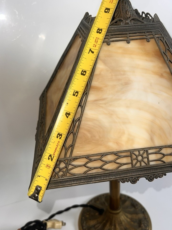 Antique Miller Arts & Crafts Slag Glass Table Lamp Signed C1920 | eBay